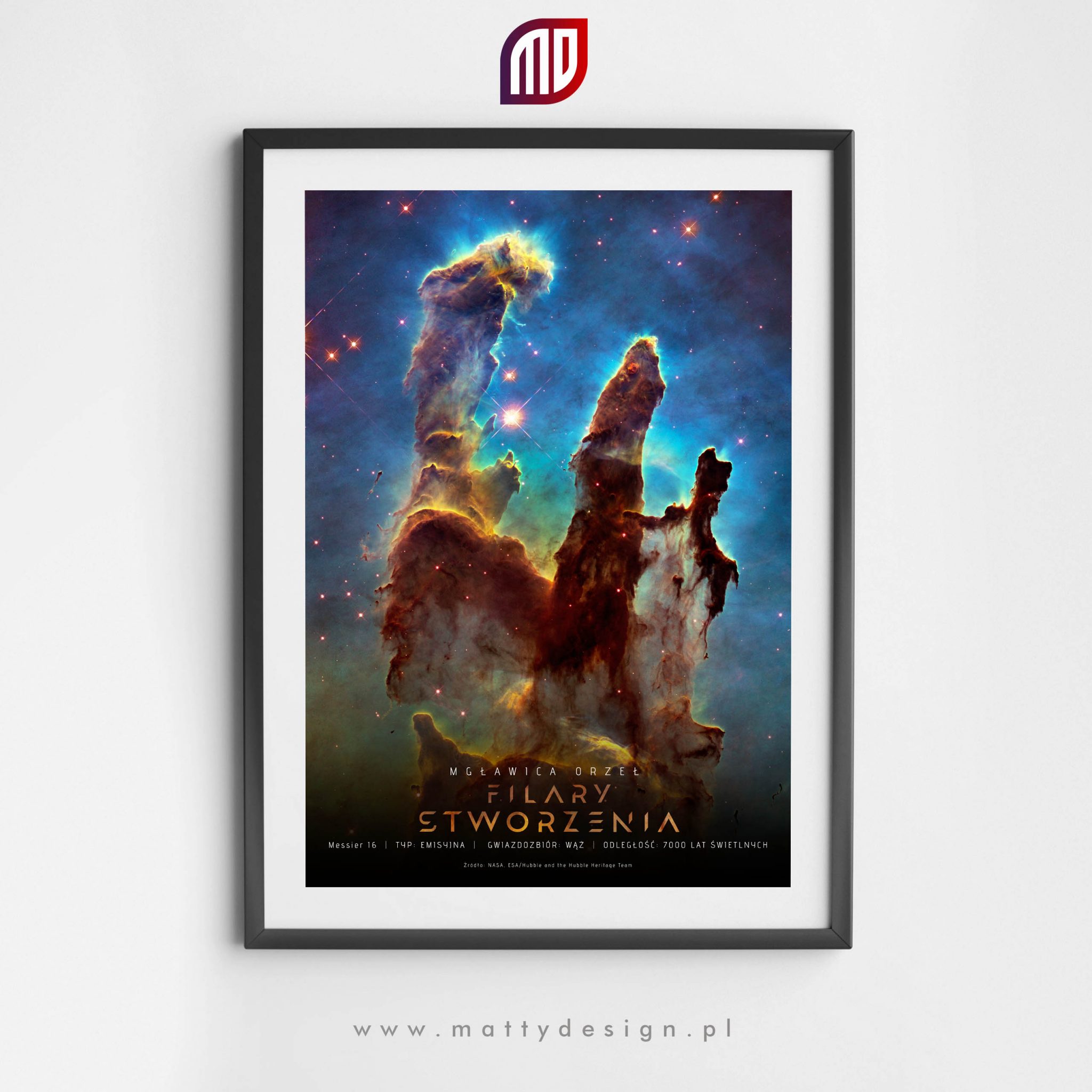 Plakat astronomiczny Filary Stworzenia - Messier 16 | mattydesign