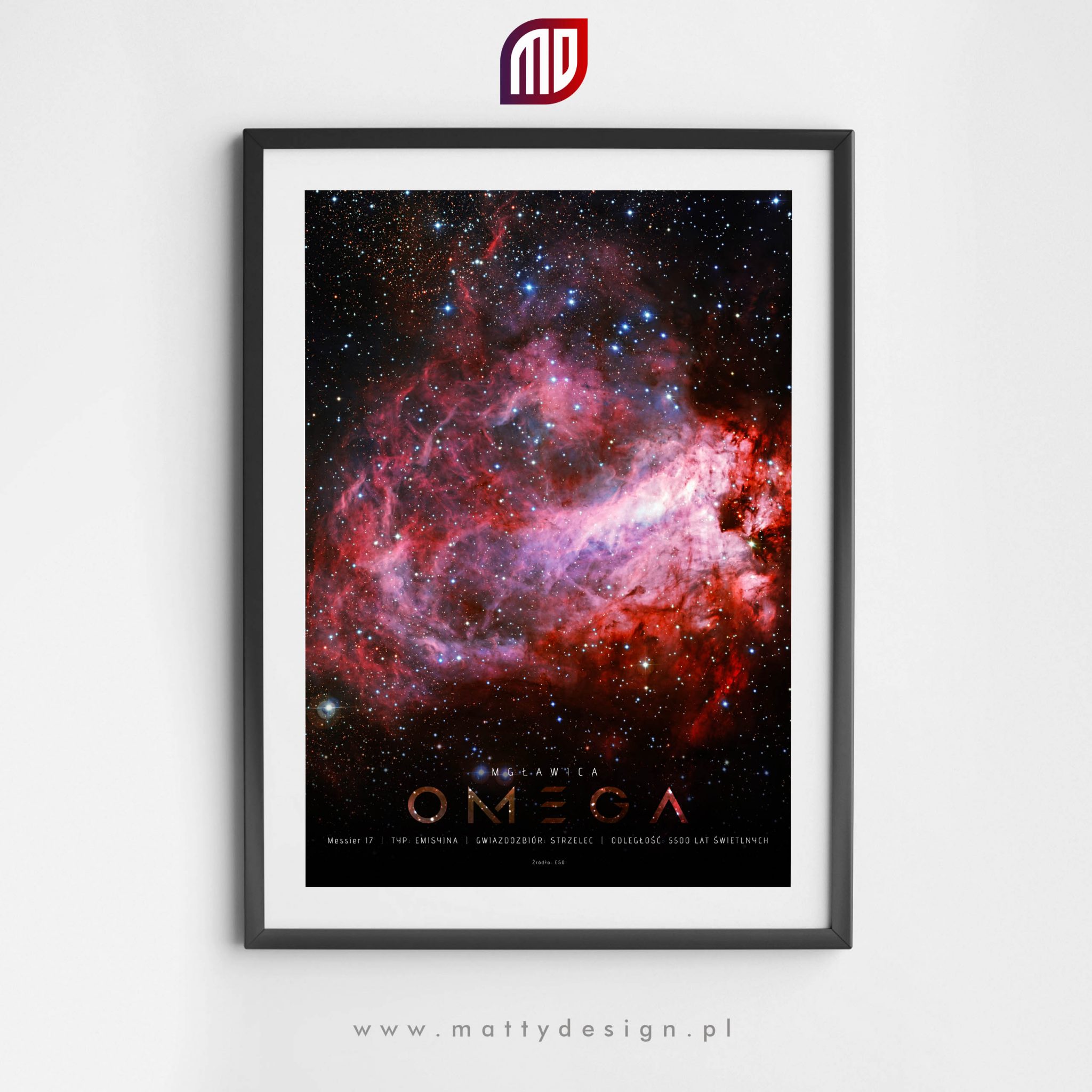 Plakat astronomiczny mgławica Omega - Messier 17 | mattydesign